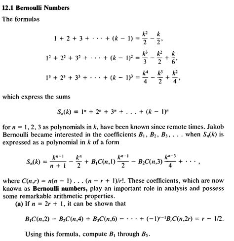 Solved 121 Bernoulli Numbers The Formulas K2 1 2 3