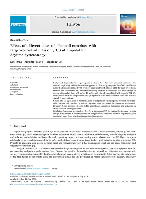 Pdf Effects Of Different Doses Of Alfentanil Combined With Target Controlled Infusion Tci Of