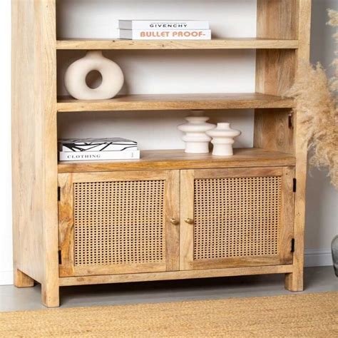 Ramla Rattan Wooden Bookshelves Priti International Limited