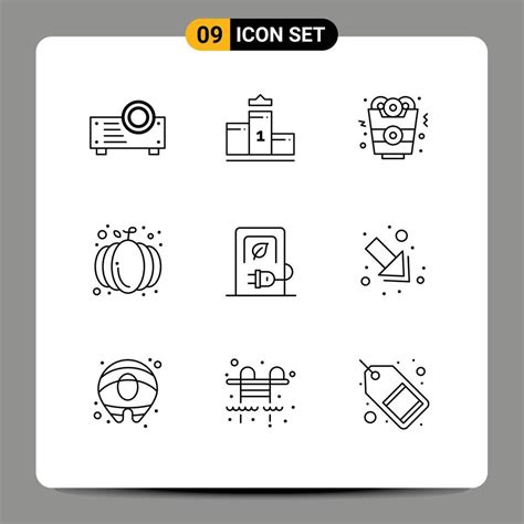 User Interface Pack Of 9 Basic Outlines Of Stations Charging Fast Food Car Harvest Editable