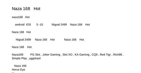 Naza 168 เวบคาสโนออนไลน สด Hot รวมเกมคาสโน จายหนกkdaqppdfpdf Docdroid
