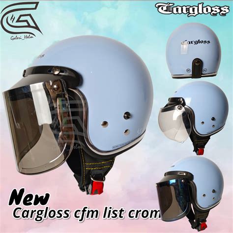 Jual HELM CARGLOSS CFM LIST CHROME ARMY LIGHT BLUE PAKET KACA Shopee