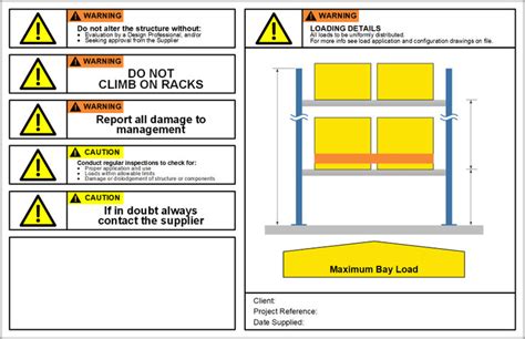 Selective Pallet Rack Load Limit Sign