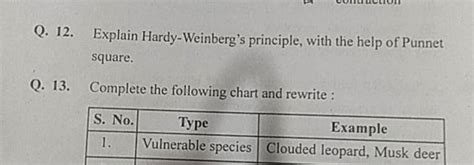 Q 12 Explain Hardy Weinbergs Principle With The Help Of Punnet Square