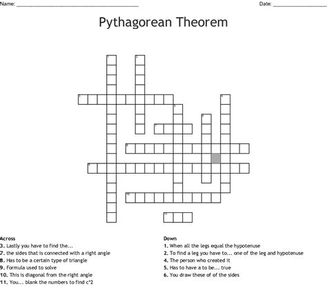 Pythagorean Theorem Crossword Puzzle Word Db Excel