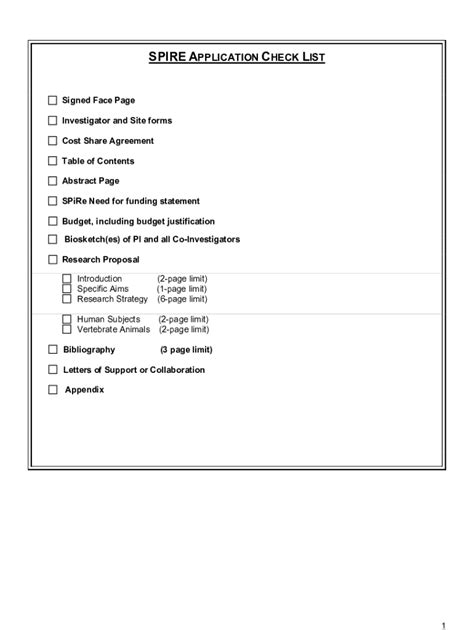 Fillable Online Med Umkc SPIRE APPLICATION CHECK LIST UMKC School Of