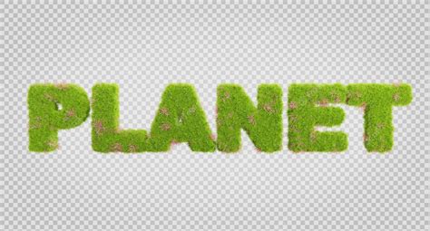 Premium Psd 3d Rendering Of Grass Letters Alphabetthe Word Planet