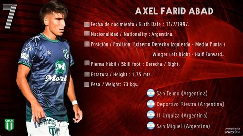 Axel Abad 7 Extremo Der Izq Media Punta Winger Left Righ Half