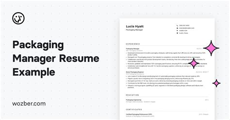 Packaging Manager Resume Example