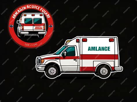 Premium Vector Vector Sticker Design With Side View Of Ambulance Car
