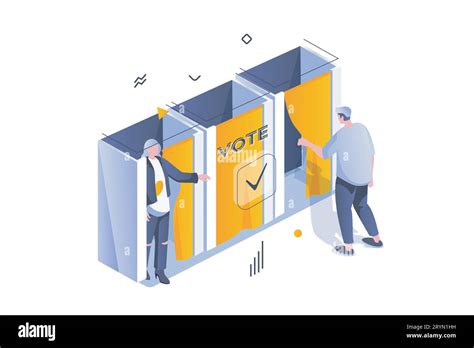 Election And Voting Concept In 3d Isometric Design Man And Woman