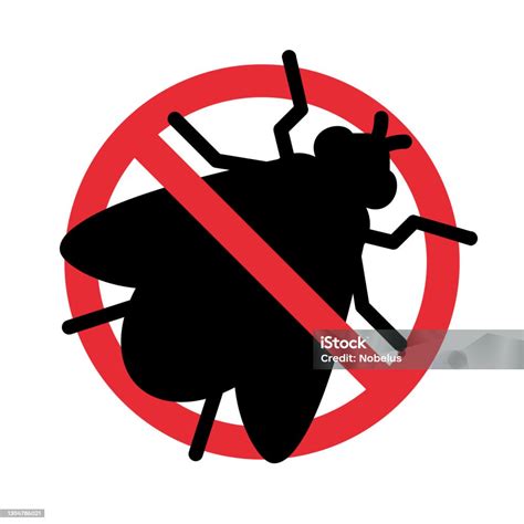 No Fly With Ban Sign Anti Fly Pest Control Ban Prohibition Parasitic