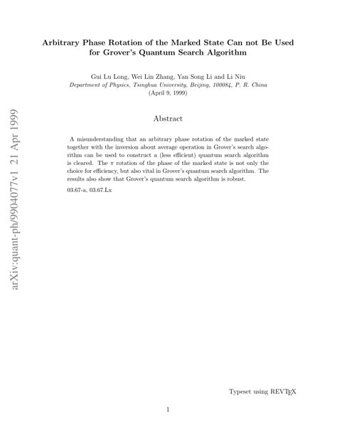 Pdf Arbitrary Phase Rotation Of The Marked State Cannot Be Used For