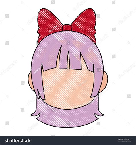 Chibi Anime Girl Avatar Contour Default Stock Vector Royalty Free