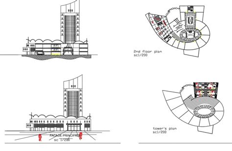 Tower Building Plan And Elevation 2d View Cad Structural Block Autocad File Artofit