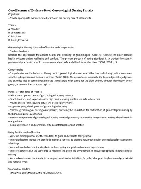 Core Elements Of Evidence Pdf Dementia Gerontological Nursing