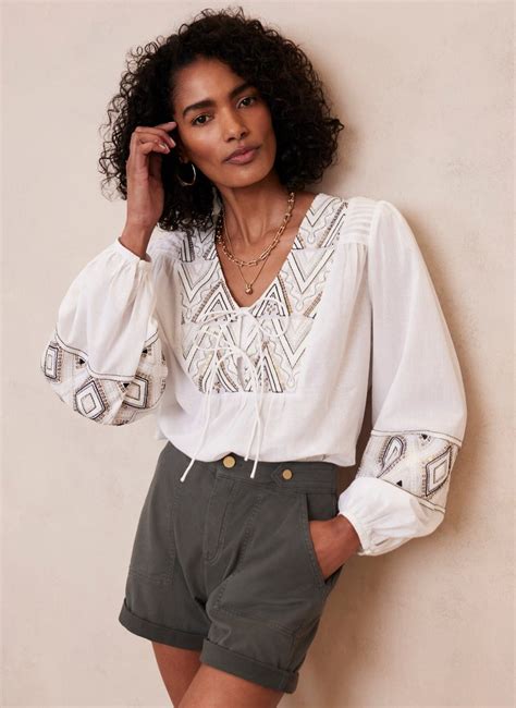 White Embroidered Tied Top Mint Velvet