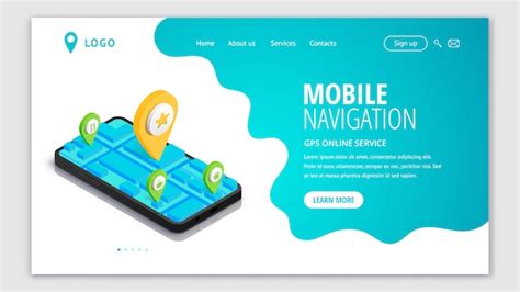 Premium Vector Mobile Navigation Web Page Isometric Concept Gps City