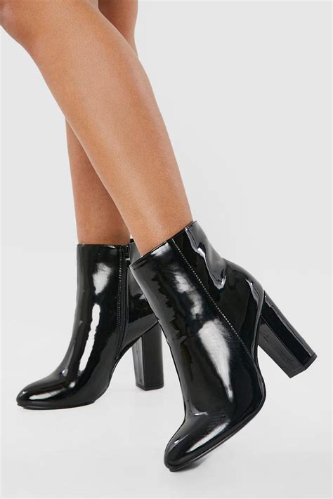 Round Toe Block Heel Ankle Boots Boohoo Uk