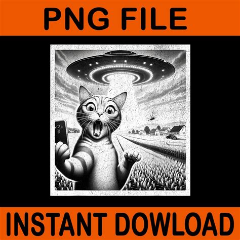 Cat Selfie With Alien Ufo Funny Cat Png Buydesigntshirt
