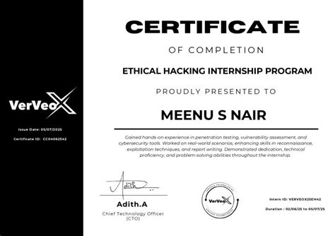 Cybersecurity Ethicalhacking Internshipexperience Womenincyber Verveoxtechnologies Infosec