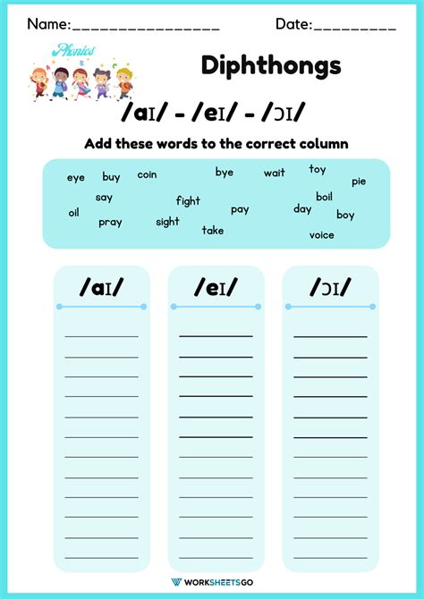 2nd Grade Vowel Diphthongs Worksheets