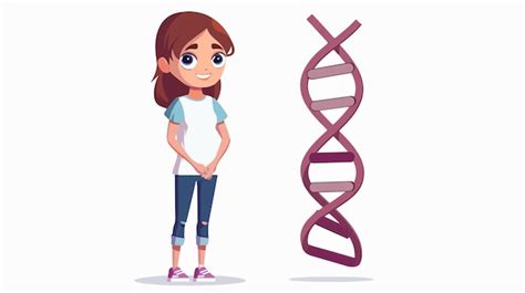 Young Girl Exploring Genetics In A Colorful Cartoon Vector Illustration