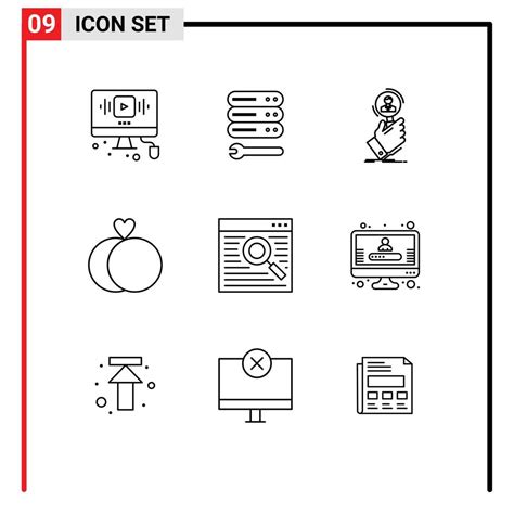 9 User Interface Outline Pack Of Modern Signs And Symbols Of Browser Rings Web Marriage Human