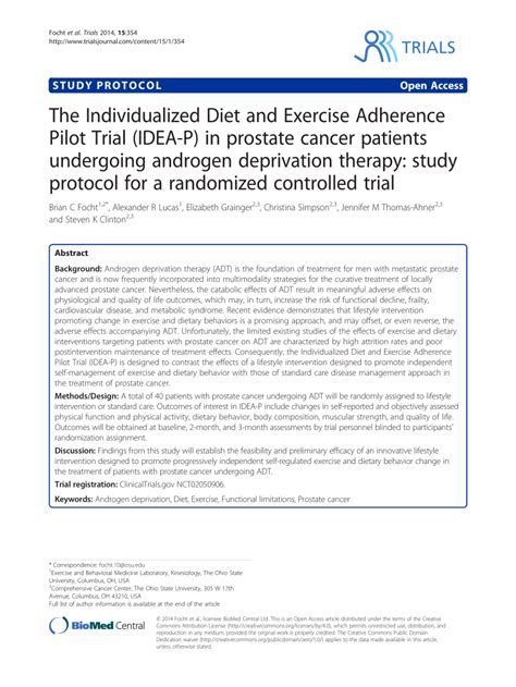 Pdf The Individualized Diet And Exercise Adherence Pilot Trial Idea