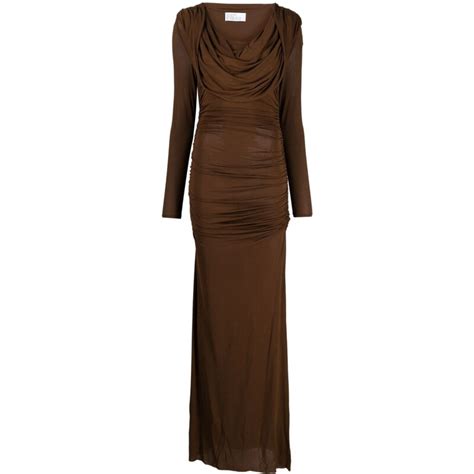 Giuseppe Di Morabito Abito Lungo Con Scollo Drappeggiato Marrone