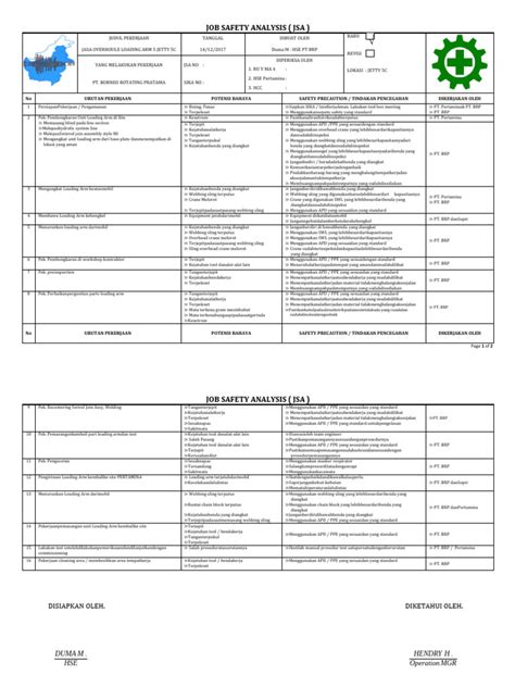 Job Safety Analysis Loading Arm 5 Jetty 5c Pdf