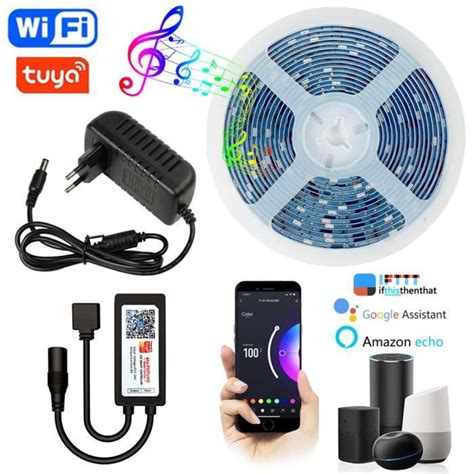 BANDE LED WIFI Control RGB 2835 UK Plug 5m Bande Lumineuse Flexible