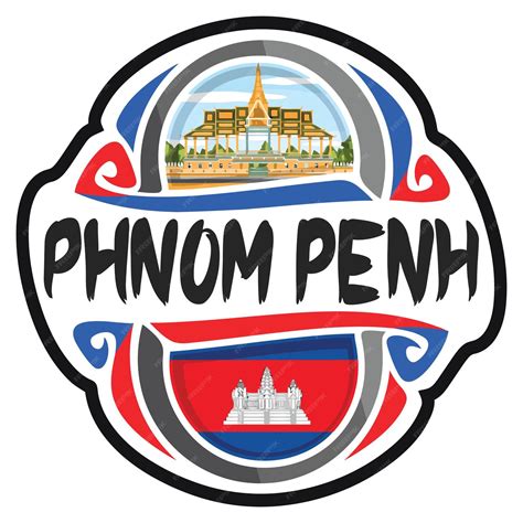 Пномпень камбоджа флаг путешествия сувенирная наклейка Skyline логотип значок штамп печать