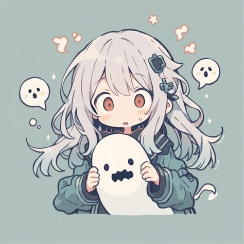 Premium Photo Anime Girl With A Ghost Face Holding A White Ghost