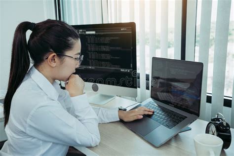 Hacker Analyzing Software Stock Image Image Of Investigation