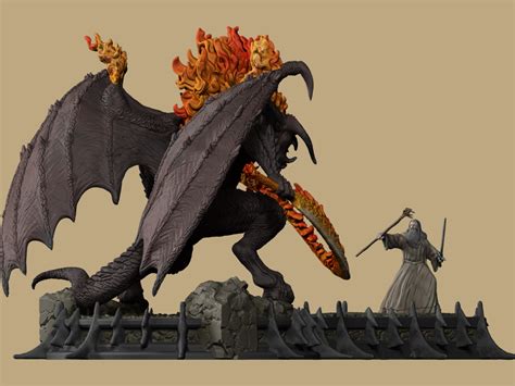 Stl File Balrog Vs Gandalf Diorama 🧙‍♂️・3d Printable Model To Download