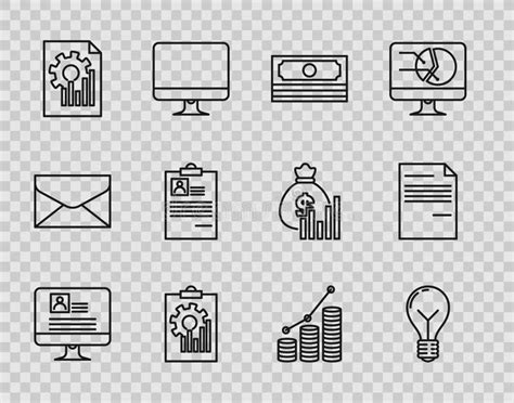 set line computer monitor with resume light bulb concept of idea