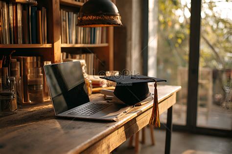 책상 위의 졸업 모자