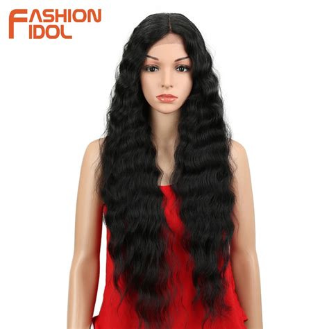 Fashion Idol Synthetic Lace Front Wig Natural Hair Wig Black 30inch