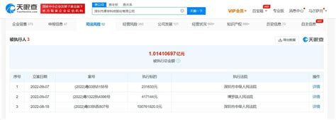 柔宇科技再被执行64万 累计被执行超1亿深圳钟文鑫信息