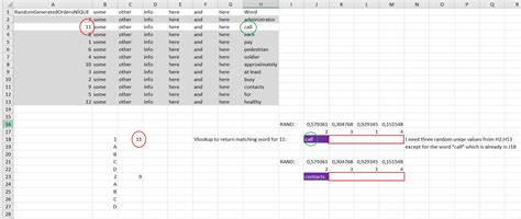 Excel Return 4 Random Unique Values To Adjacent Cells From A List Of