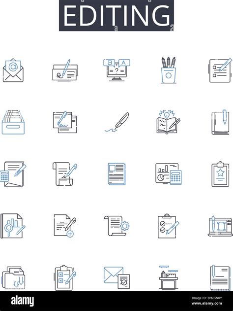 Editing Line Icons Collection Proofreading Reviewing Touch Up Polishing Revising Refining