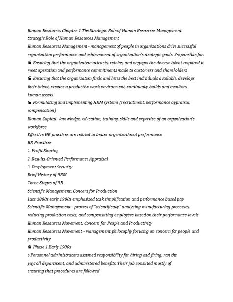 Human Resources Chapter 1 The Strategic Role Of Human Resources