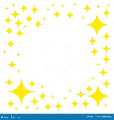 Yellow Star Glitter Icons Flat Asterisks Pattern Vector Elements On