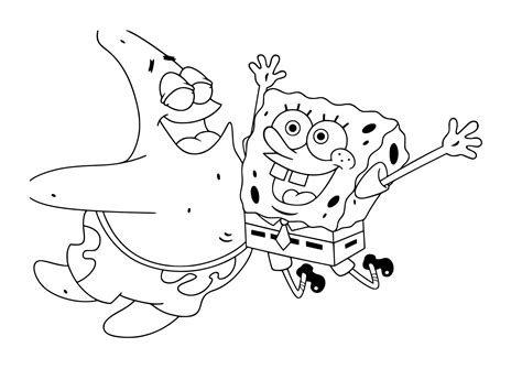 Gambar Mewarnai Spongebob Dan Partick Bergembira Ayo Mewarnai