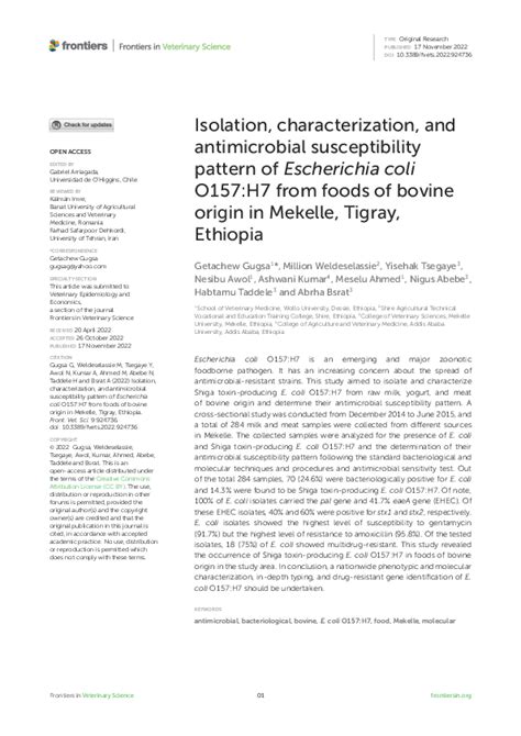Pdf Isolation Characterization And Antimicrobial Susceptibility