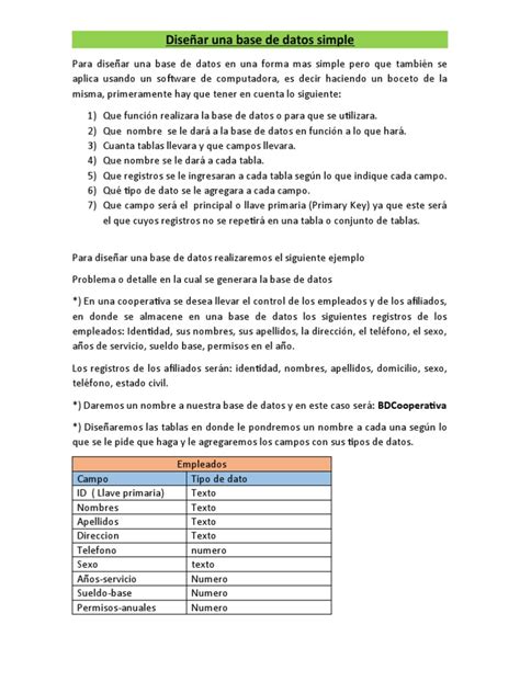 como crear base de datos simple pdf