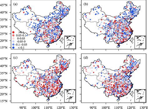The Spatial Distributions Of The Linear Trends Unit M S⁻¹ 10a⁻¹