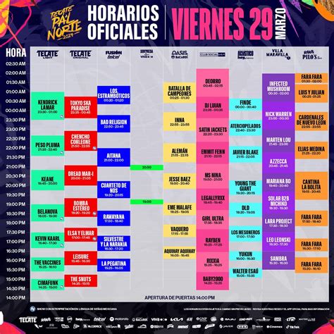 Horarios Del Tecate Pal Norte 2024