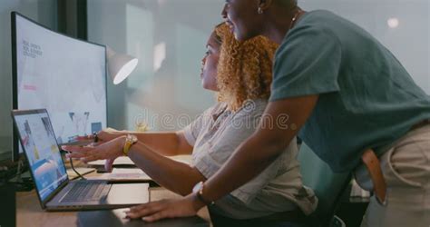 Computer Research Or Programmer Women Team For Cybersecurity App Coding Or Data Analysis In